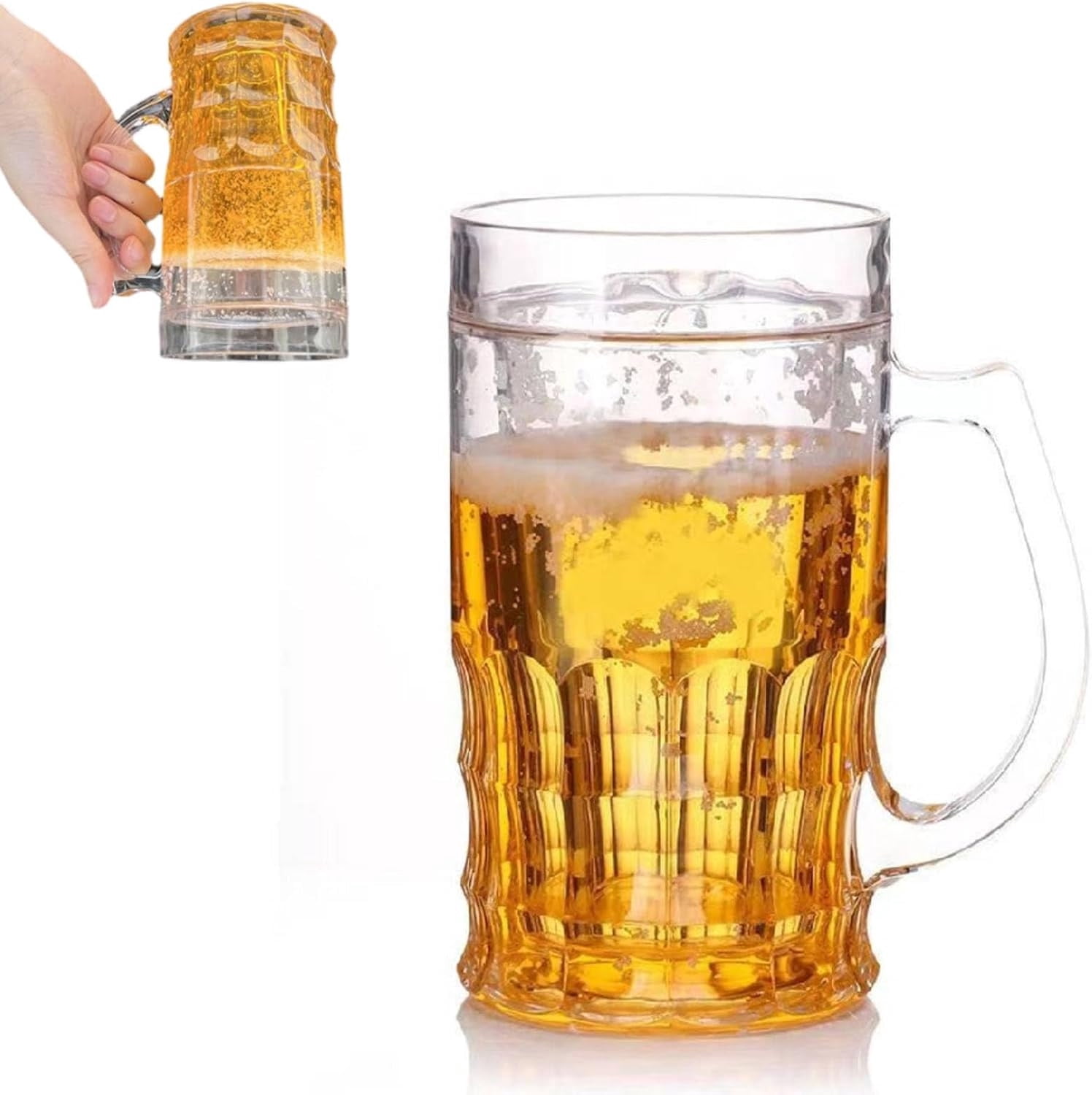 Fake Beer Glasses, 420ml Double Layer Funny Beer Stein, Fake Double ...