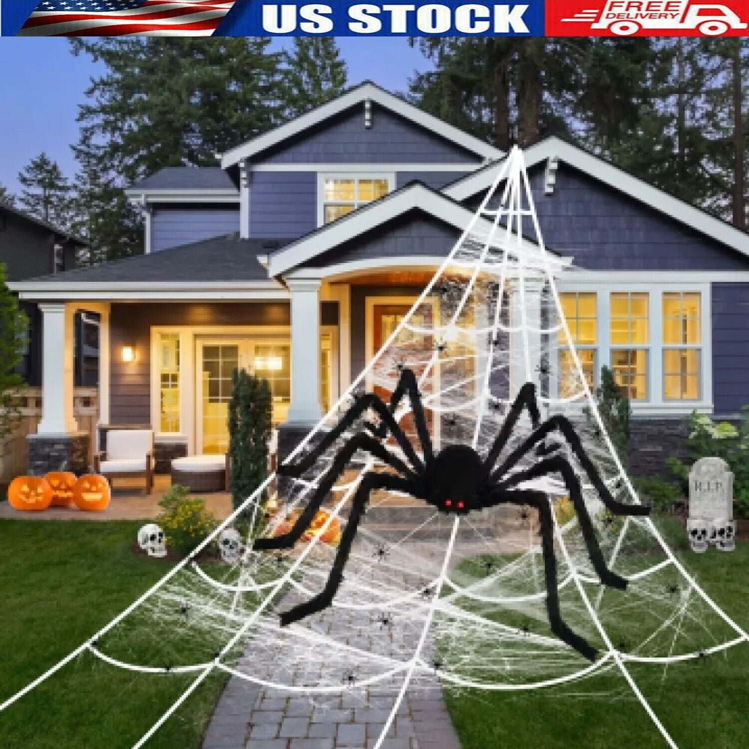 Fake Big Spider Giant Triangular Spider Web Party Outdoor Halloween ...