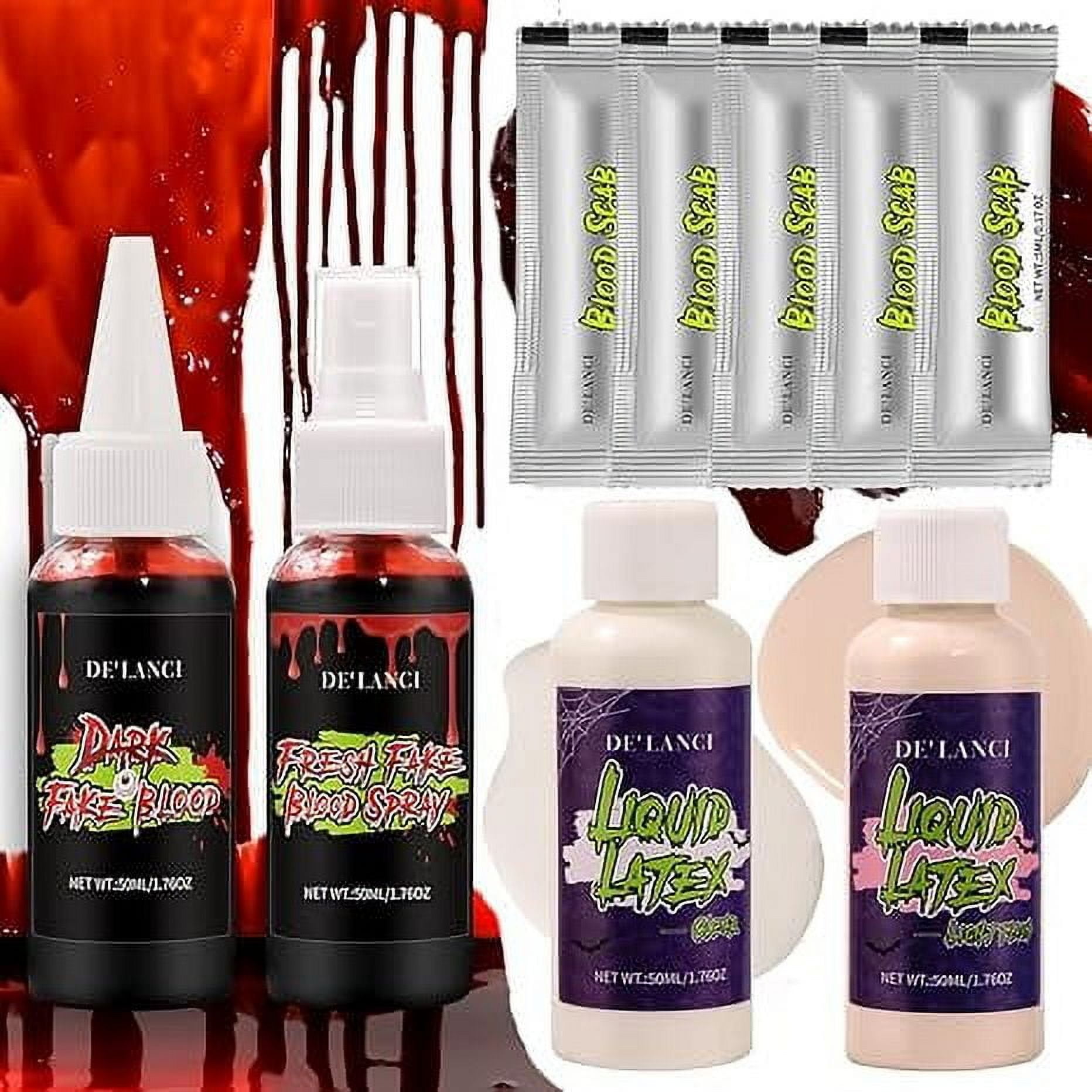 Fake Blood & Liquid Latex for Vampire Zombie Makeup, DE'LANCI Stage ...