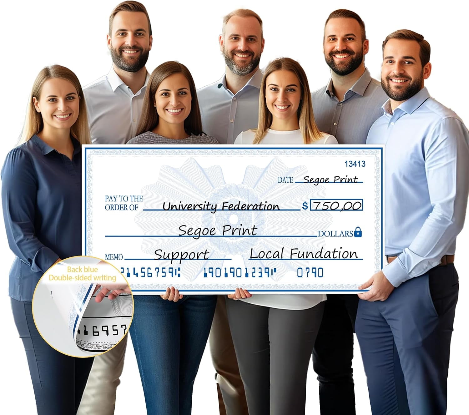 Fake Check Large Check - 40" x 16" Reusable Giant Check Big Checks for ...