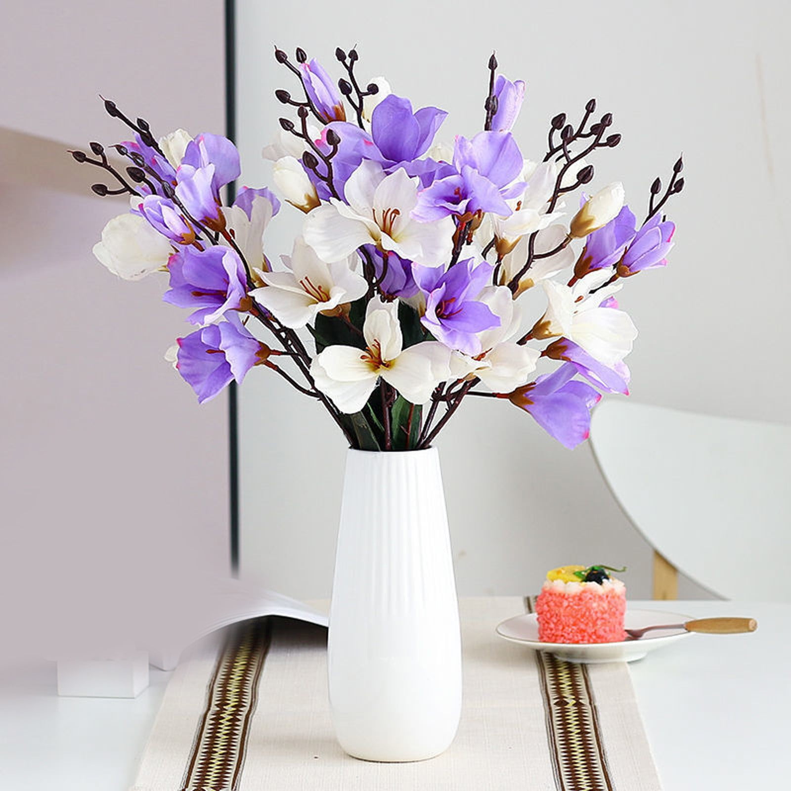 Fake Cherry Blossom Silk Flowers Grey Elegant Magnolia Imitation Flower ...