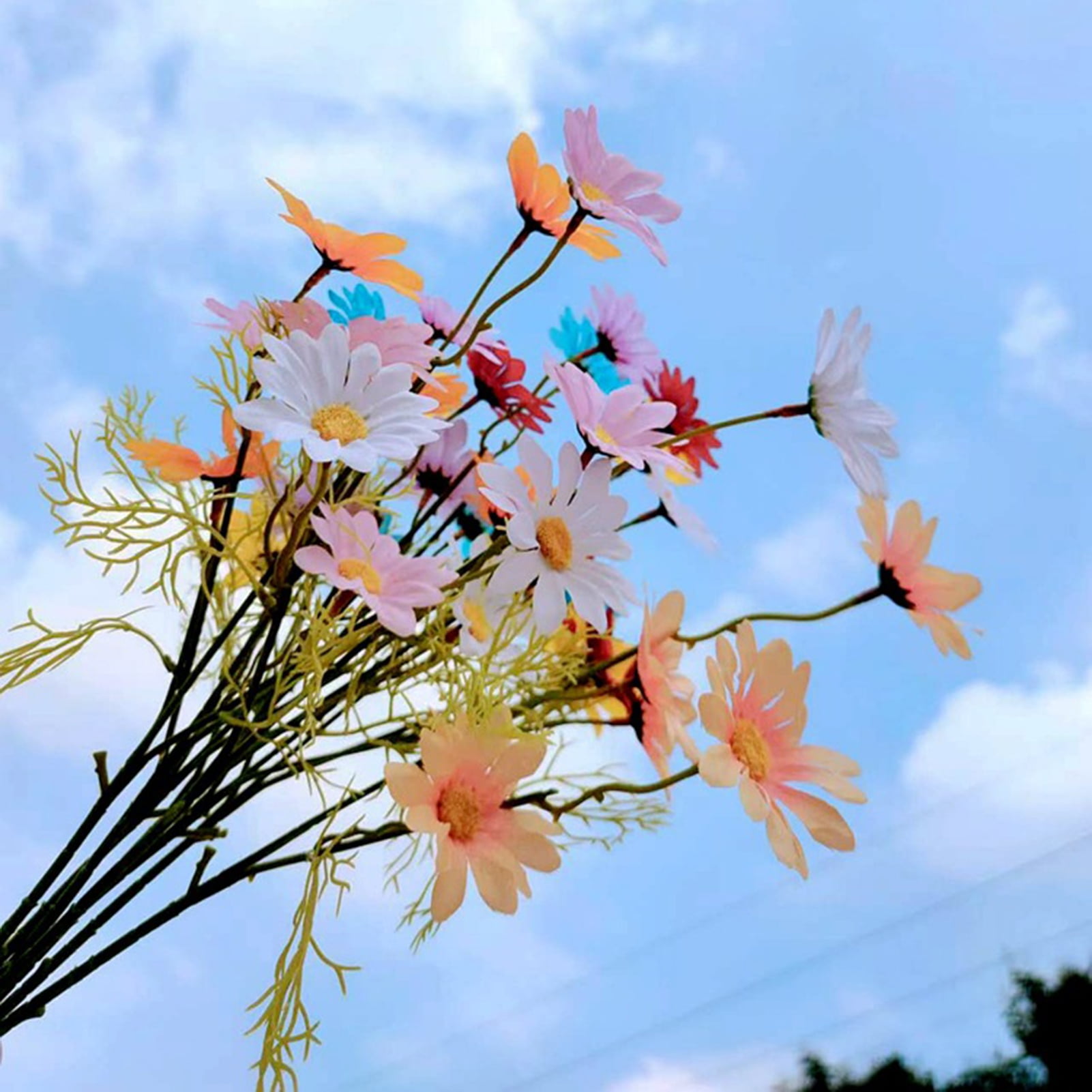 Fake Chrysanthemum, Set of 10, 5 Heads Realistic Vivid Artificial ...