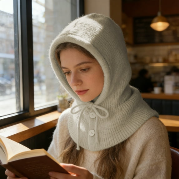 Fake Collar Hat Knitted Scarf Wrap for Women Winter Fashion Accessory ...