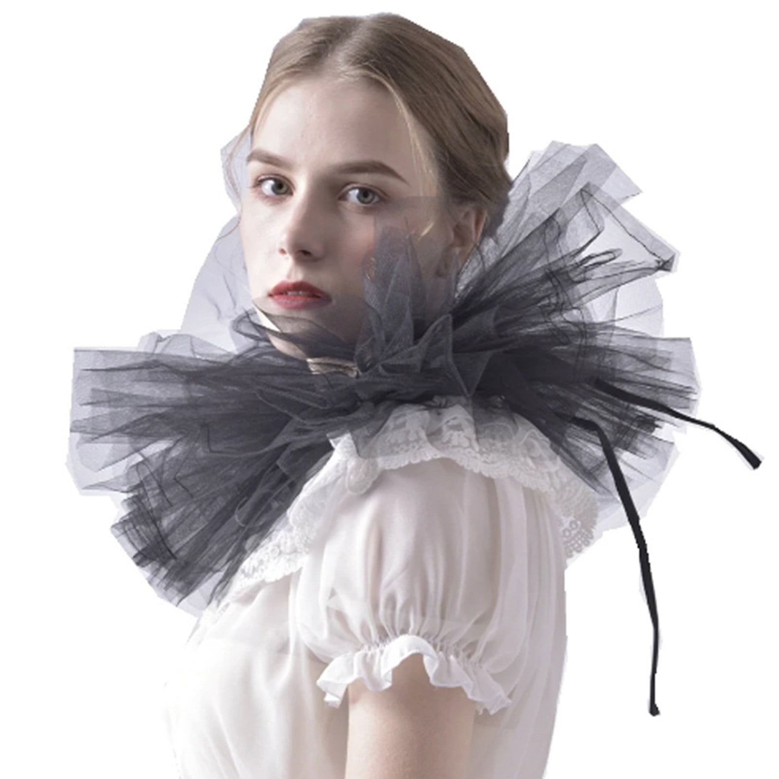 Fake Collar Victorian Detachable Jabot Collar Ruffled Lace Jabot Neck ...