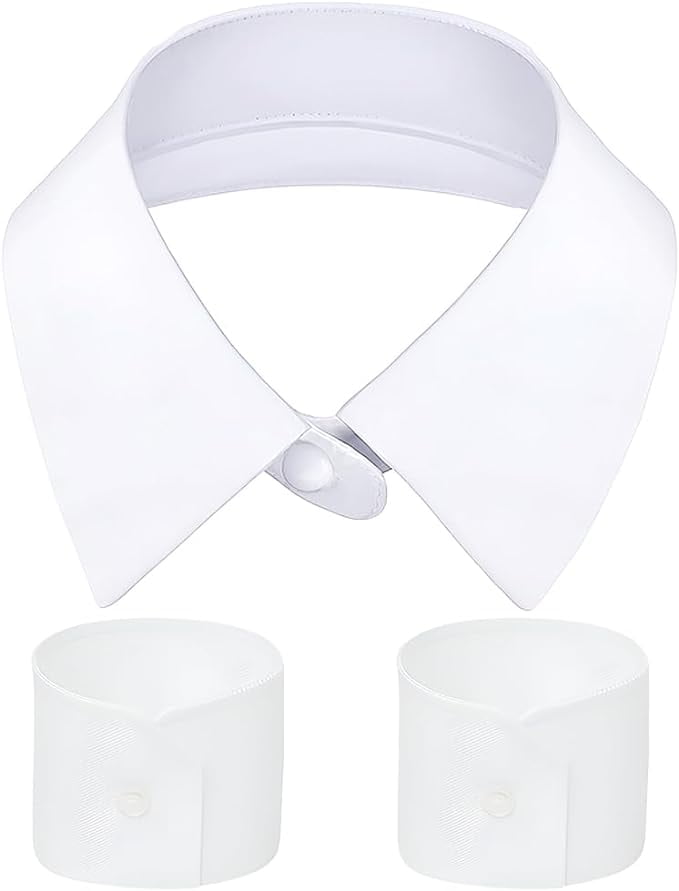 Fake Collar and Fake Cuffs Layering Half Shirts Detachable White Collar ...