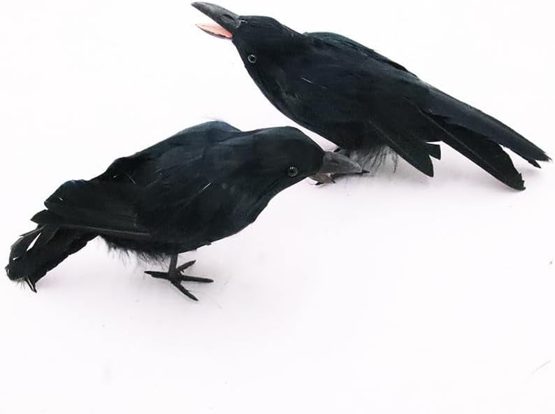 Fake Crow Feathered Black Crows - Lifesize Large Realistic Artificial ...