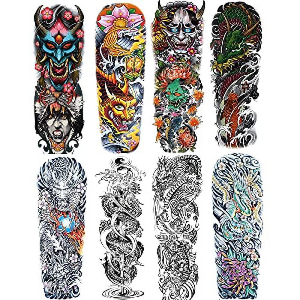 Fake Dragon Sleeve Tattoo Stickers, Full Arm Dragon Temporary Tattoos ...