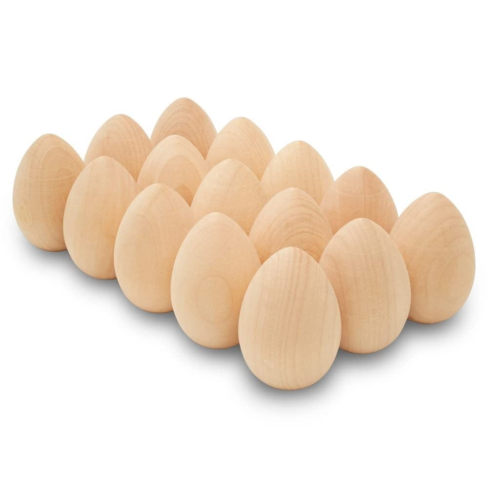 Fake Eggs to Paint, Pack of 15 Smooth Standable Wooden Eggs for Crafts, 2 Inch Wooden Easter ...