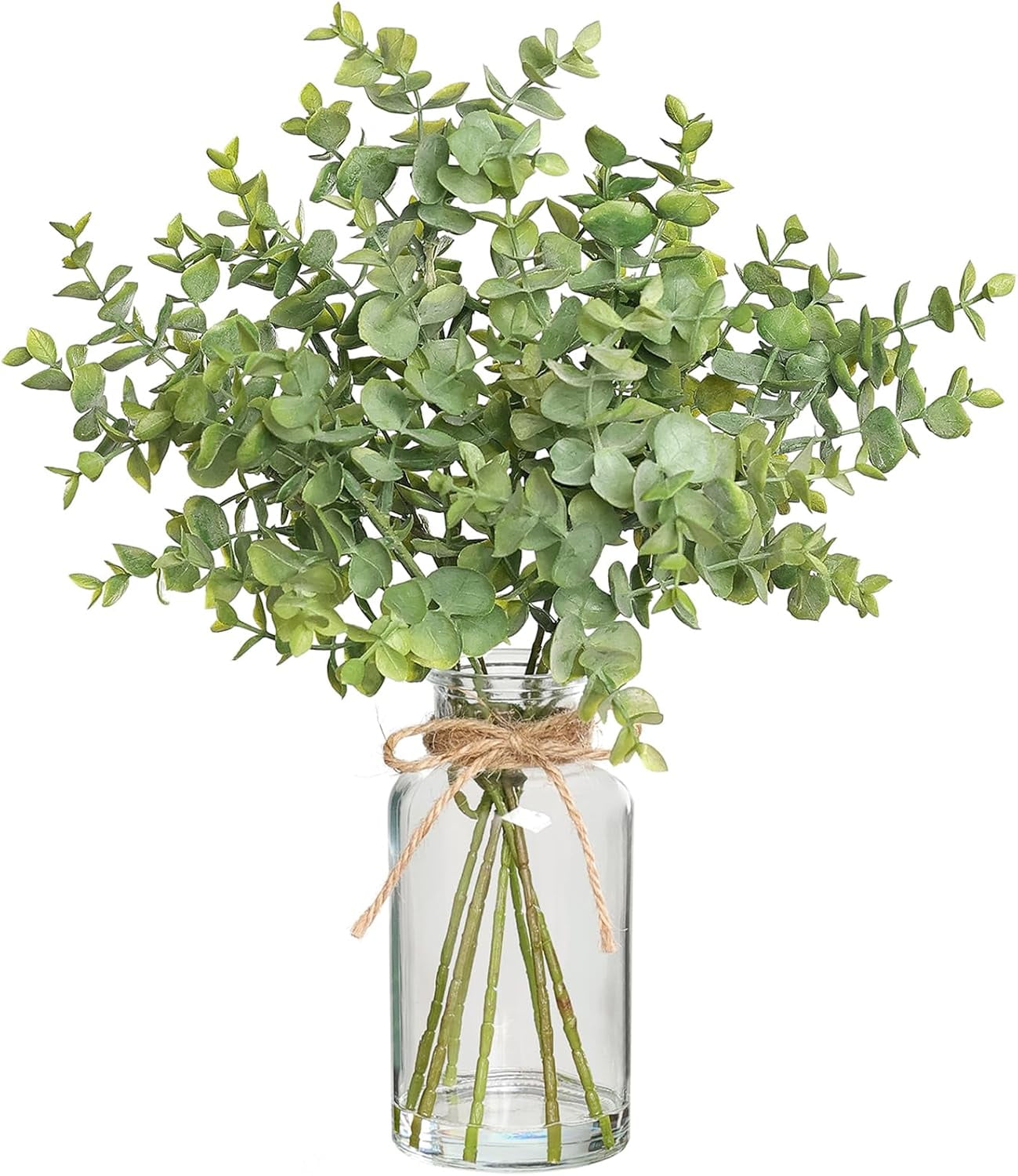 Fake Eucalyptus Stems in Glass Vase with Faux Water,14" Artificial ...