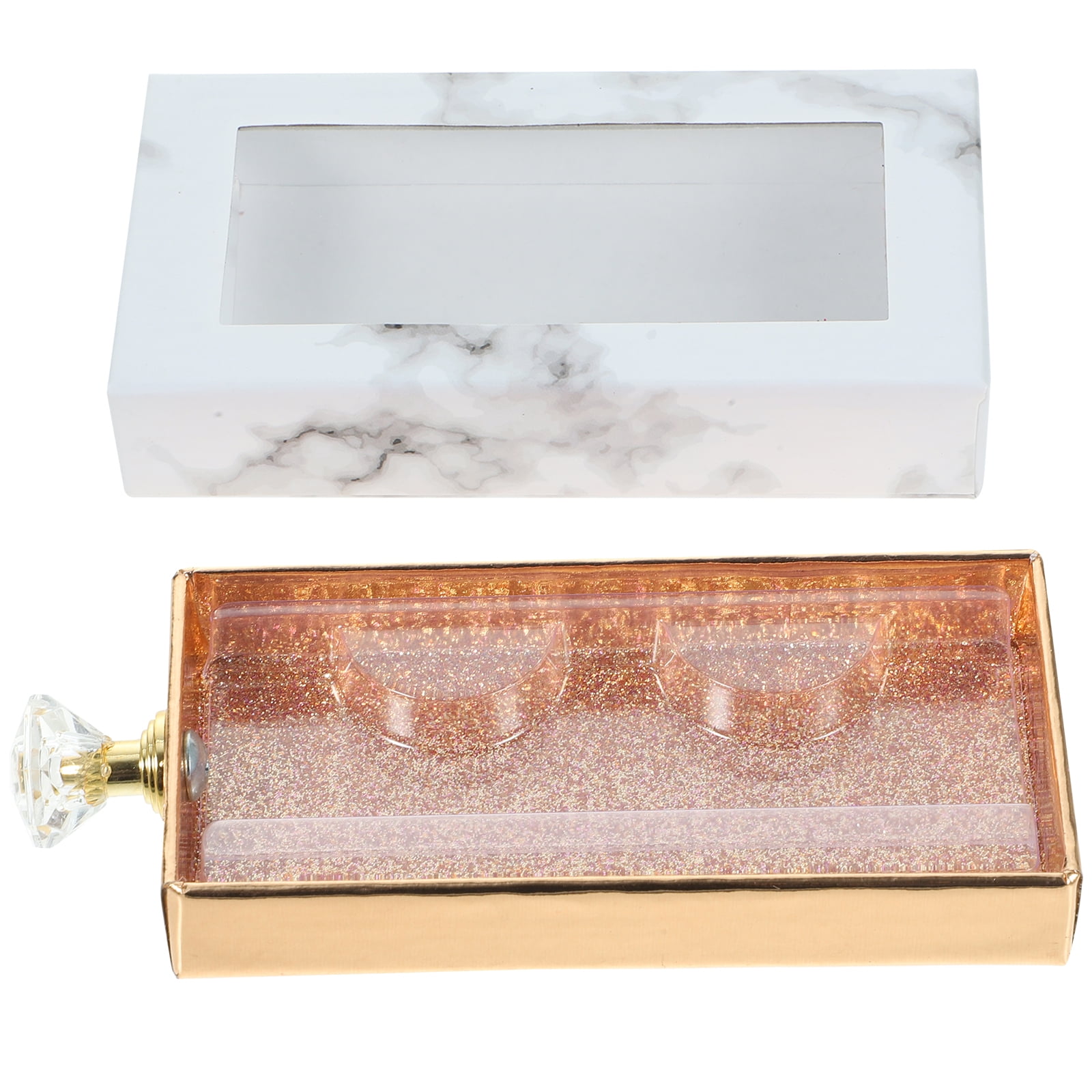 HOMEMAXS White Portable False Eyelash Storage Box with Handle for ...