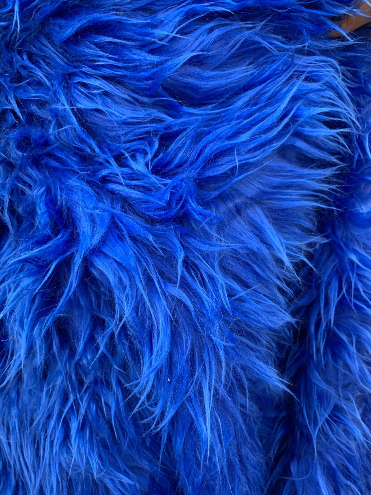 Fake FAUX FUR FABRIC By The Yard- Royal Blue - Fake Fur Mongolian Long ...