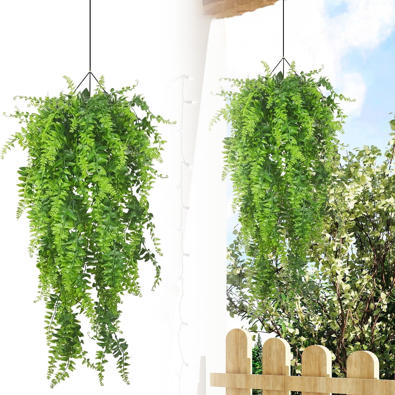 Fake Fern Artificial Hanging Ferns, Ongmies Christmas Decorations ...