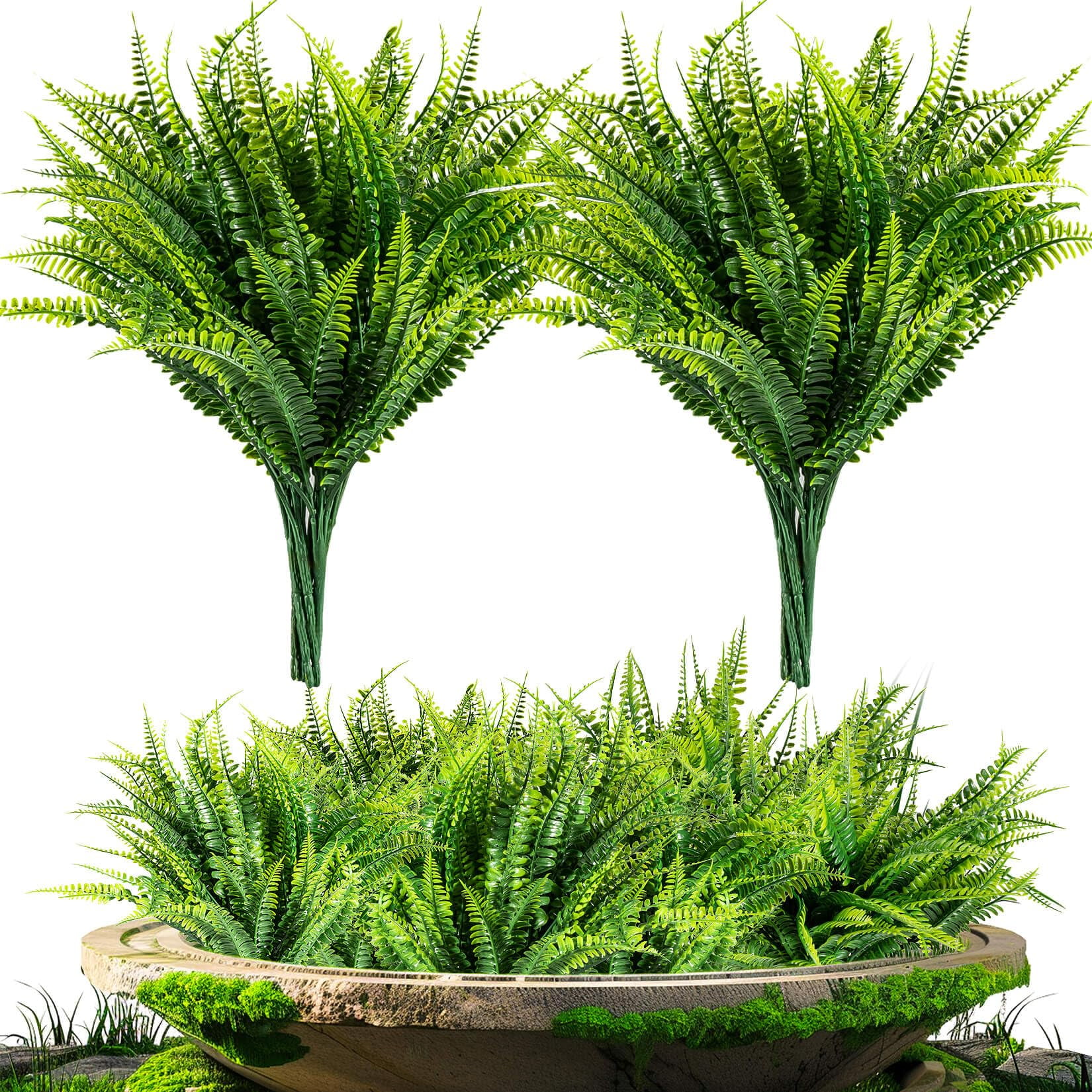 Fake Fern Plants Outdoor 10PCS, Realistic Boston Fern Stems for Porch ...