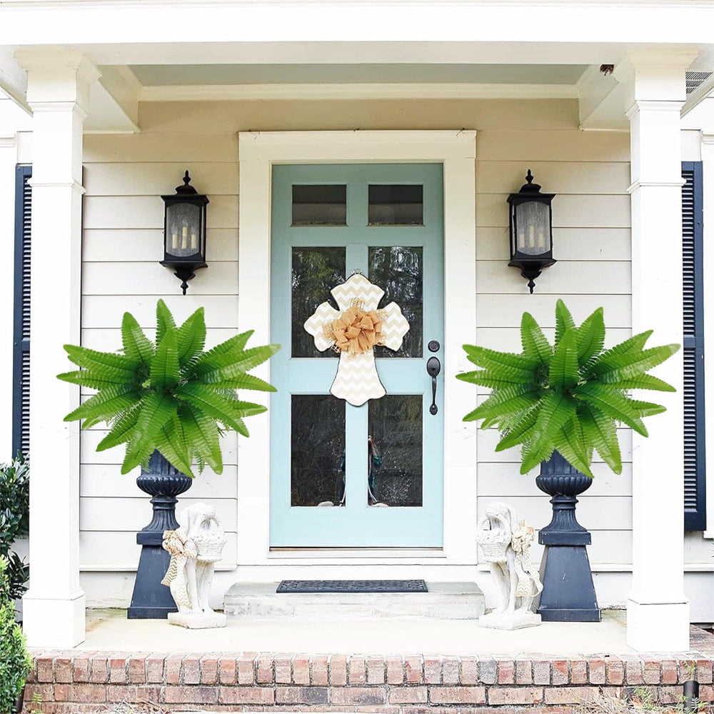 Fake Ferns - Set of 2 Faux Boston Ferns Large Artificial Plants ...