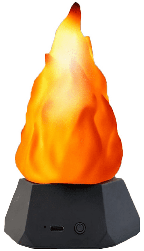 Fake Fire Night Light with Bluetooth Speaker, LED Flickering Flame Lamp ...