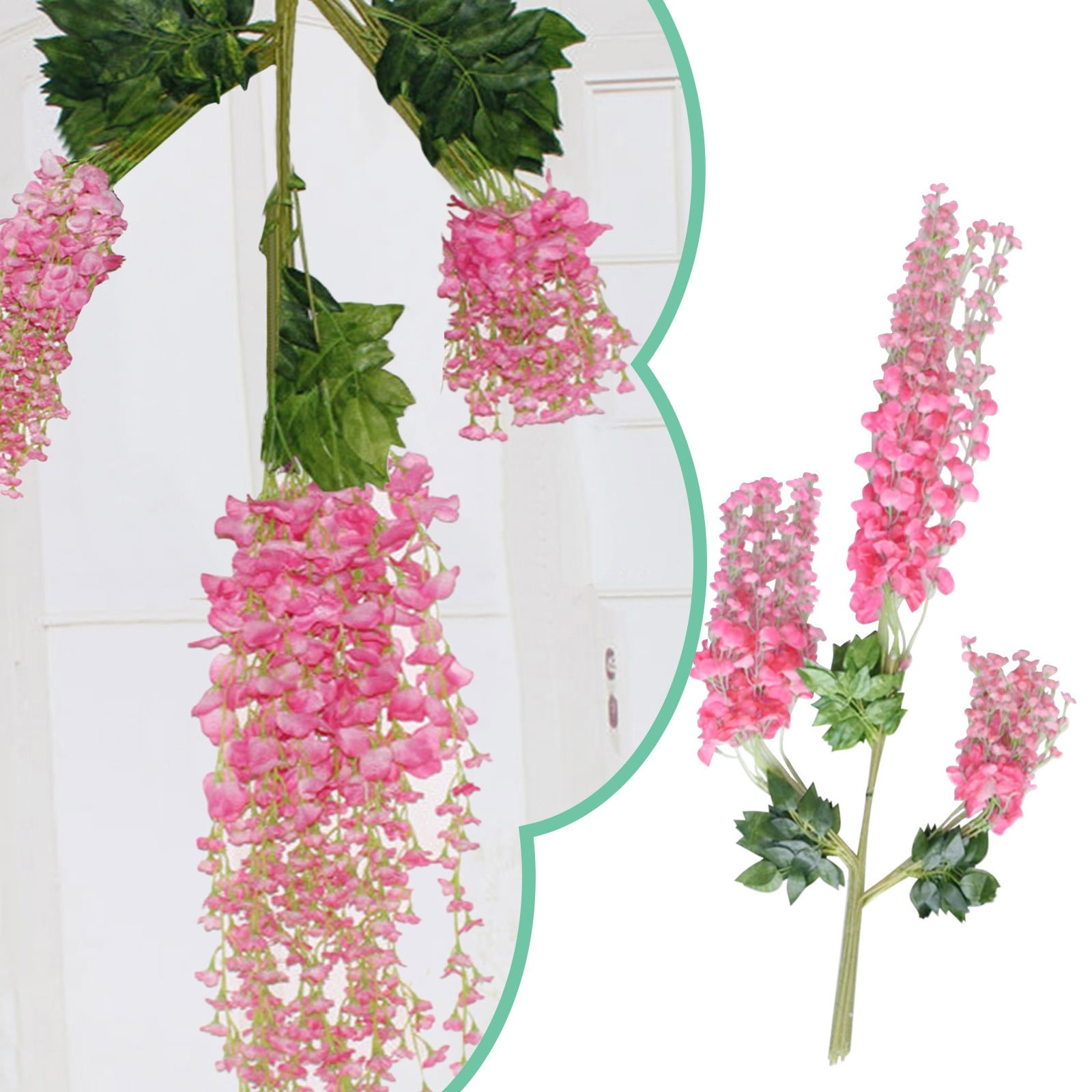 Fake Flower Bouquet 12 Pieces Wisteria Artificial Flower Bushy Silk ...