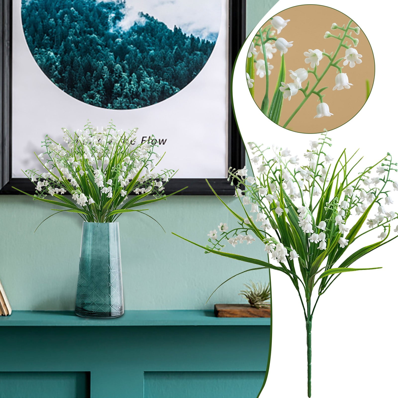 Fake Flower Bouquet Artificial Lily Of The Valley Faux White Bell ...