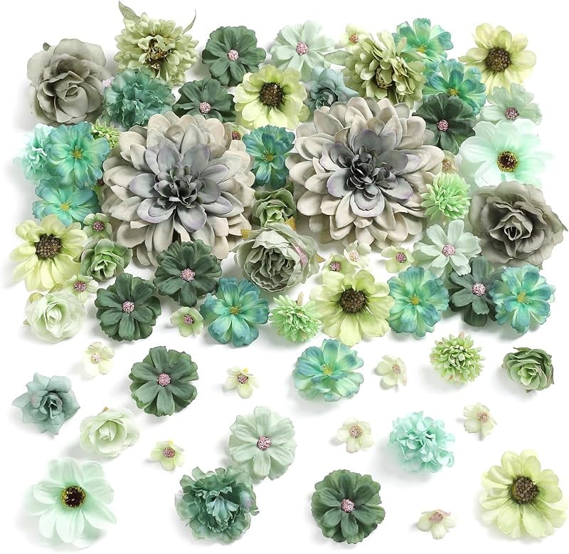 Fake Flower Heads Mini Artificial Flower Blue Faux Dahlia Rose Flowers ...