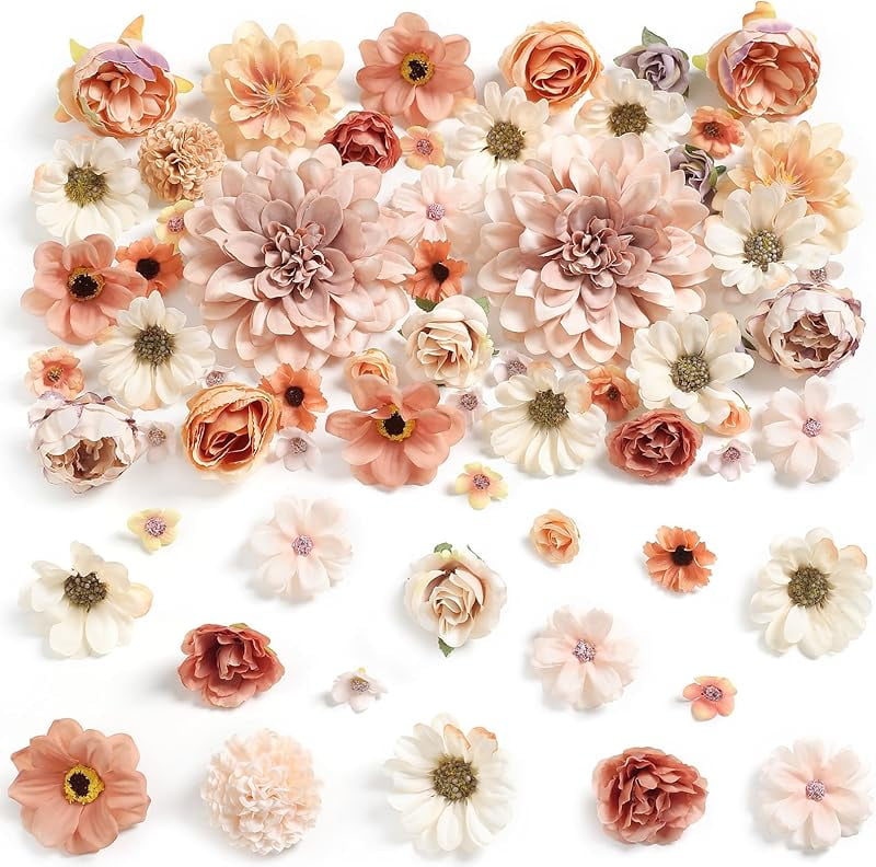 Fake Flower Heads Mini Artificial Flower Blue Faux Dahlia Rose Flowers ...