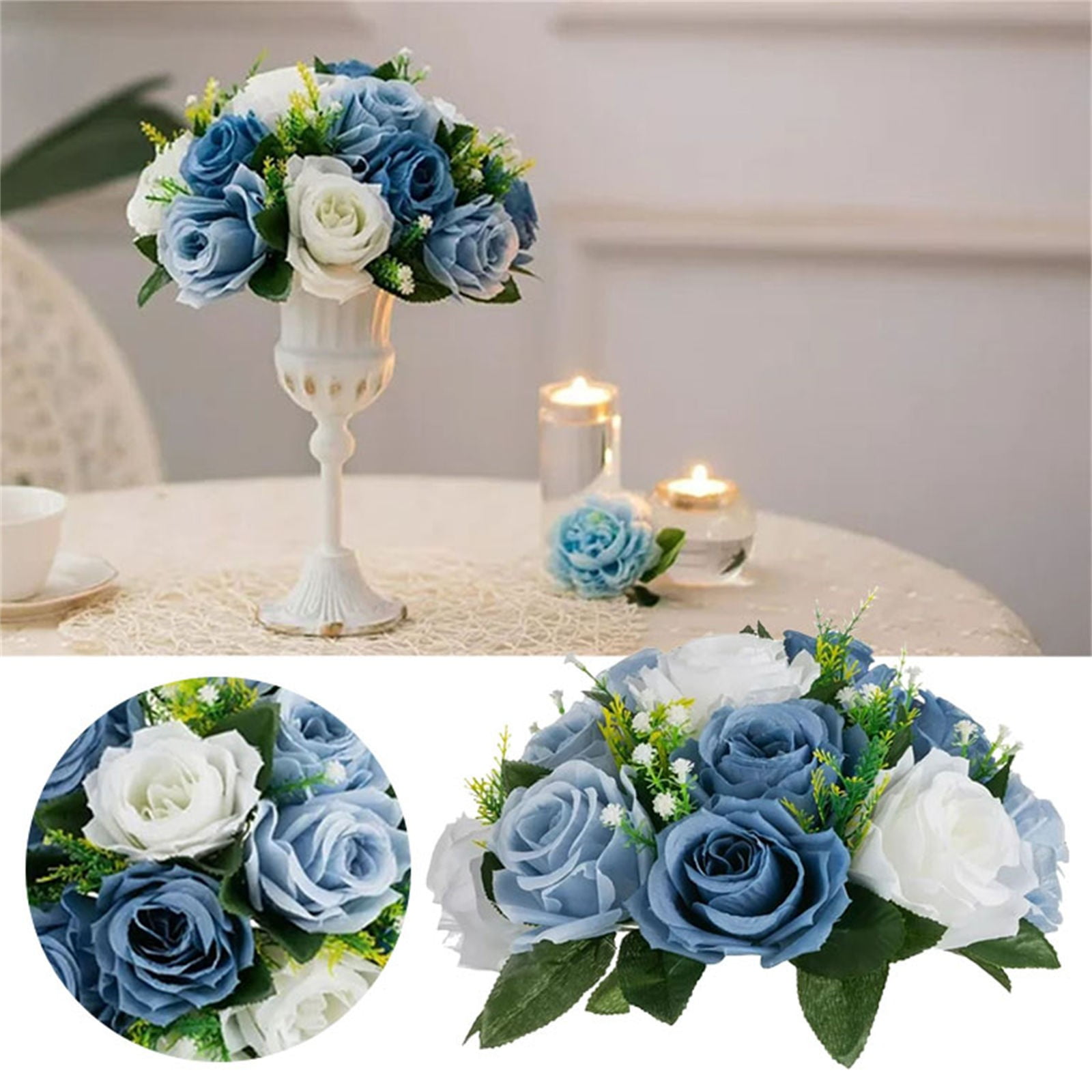 Fake Flowers,10pc Dirty Blue Tricolor Road Flower Main Table Flower ...