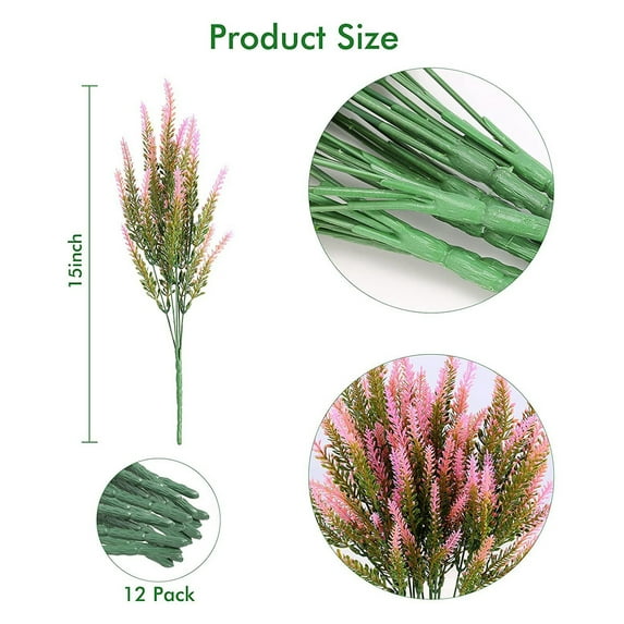 Fake Flowers,12Pc Bundle Flowers Artificial Lavender Plastic Purple ...