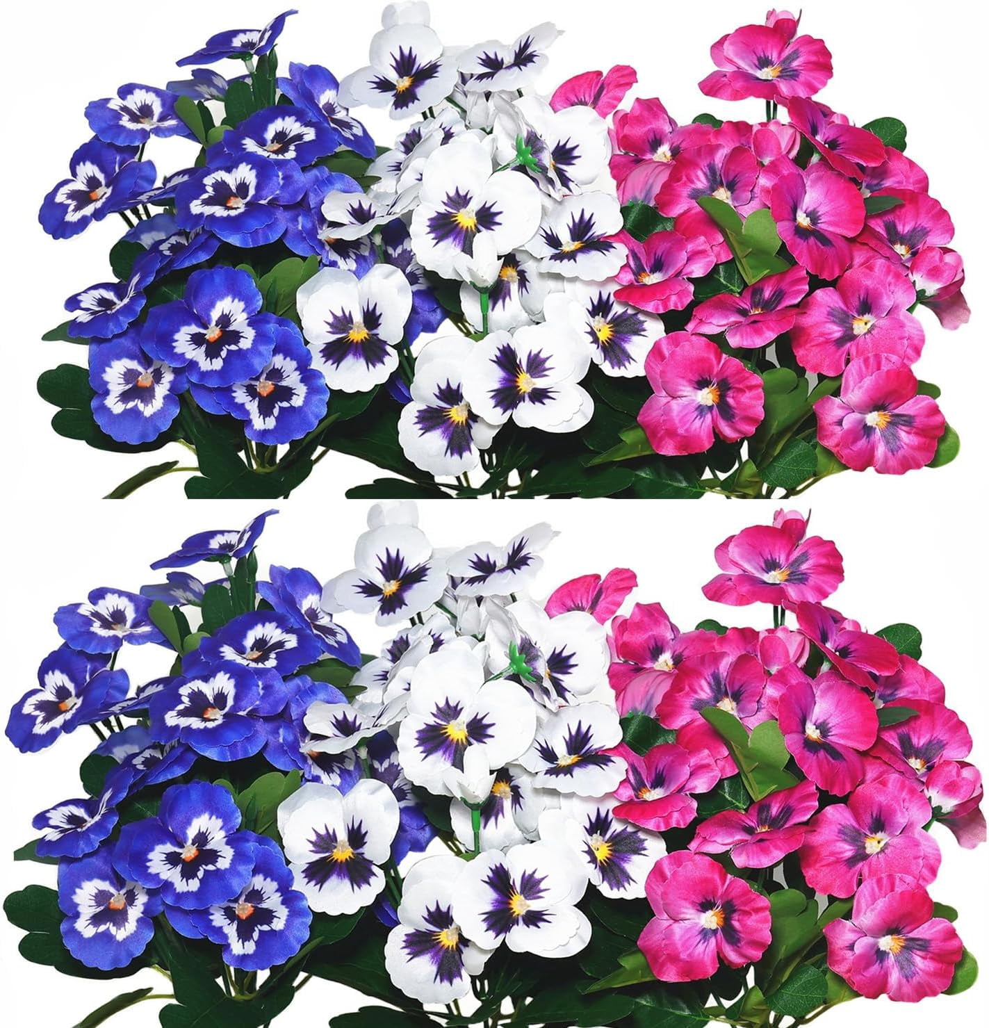 Fake Flowers-12in Pansy Small Wild Flower Daisy 6 Bundles Faux Plastic ...