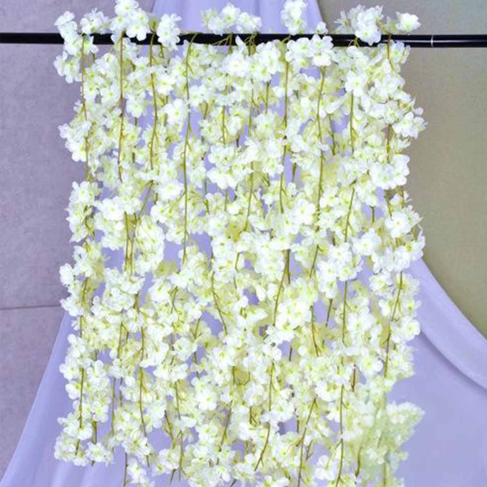 Fake Flowers - 4pcs 32.8 FT Artificial Sakura Vine Flower Plants ...