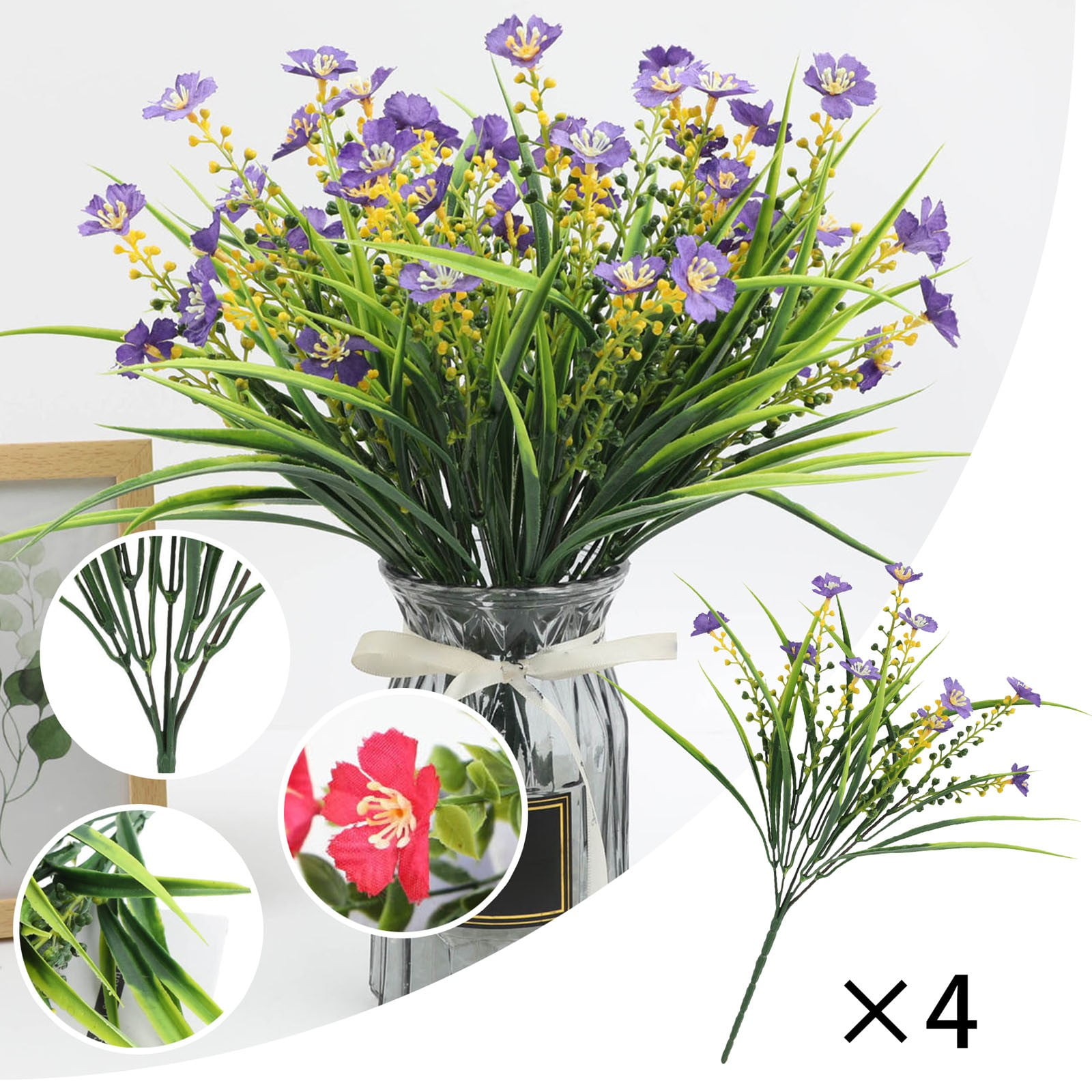 Flowers 8 Bundles Outdoor Decor - 14" UV Protected Artificial for ...