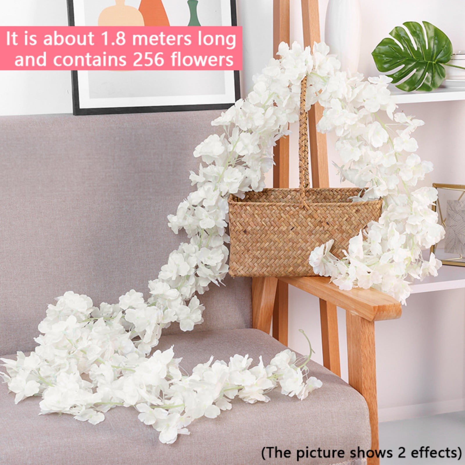 Fake Flowers Artificial Flowers Cherry Blossom Vine Rattan Wall Hanging ...