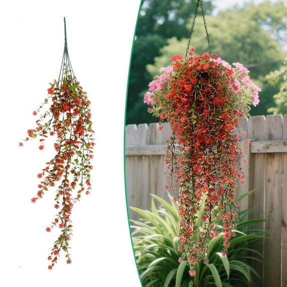 Fake Flowers,Artificial Greenery Plastic Flower Hanging Plant Vines ...