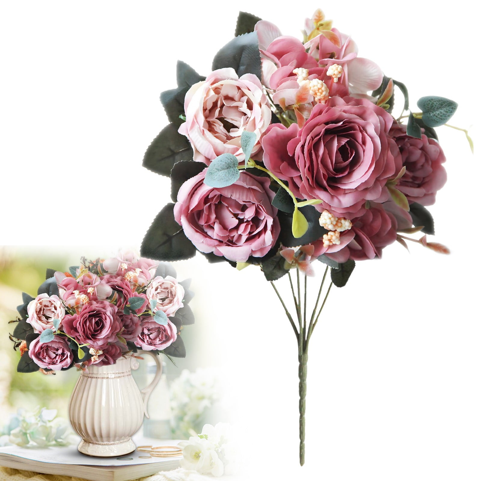 Fake Flowers,Artificial Peony Flowers Peony Bouquets Arrangements For ...
