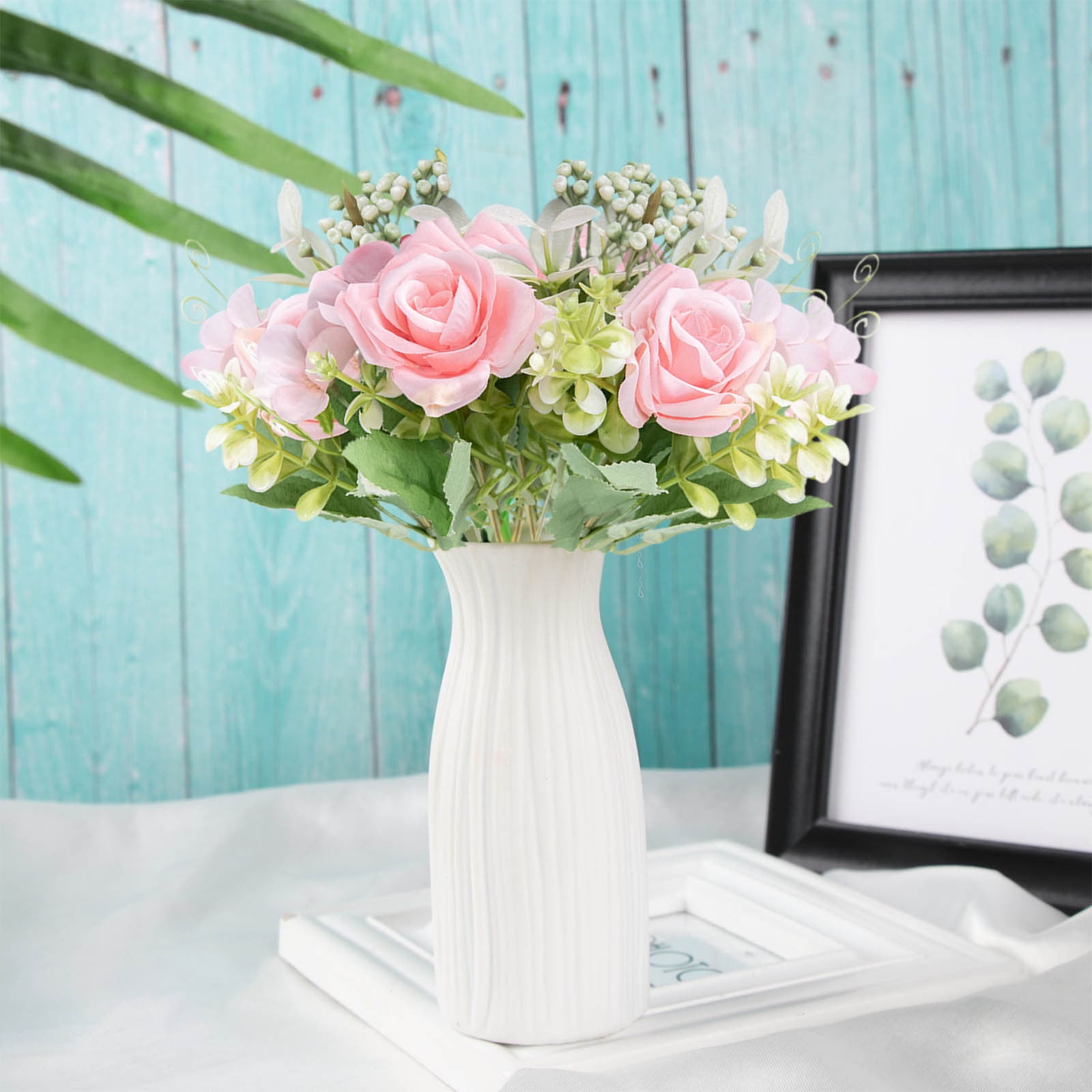 Fake Flowers Bouquets，Silk Artificial Fabric Flowers with Wire Stem and ...