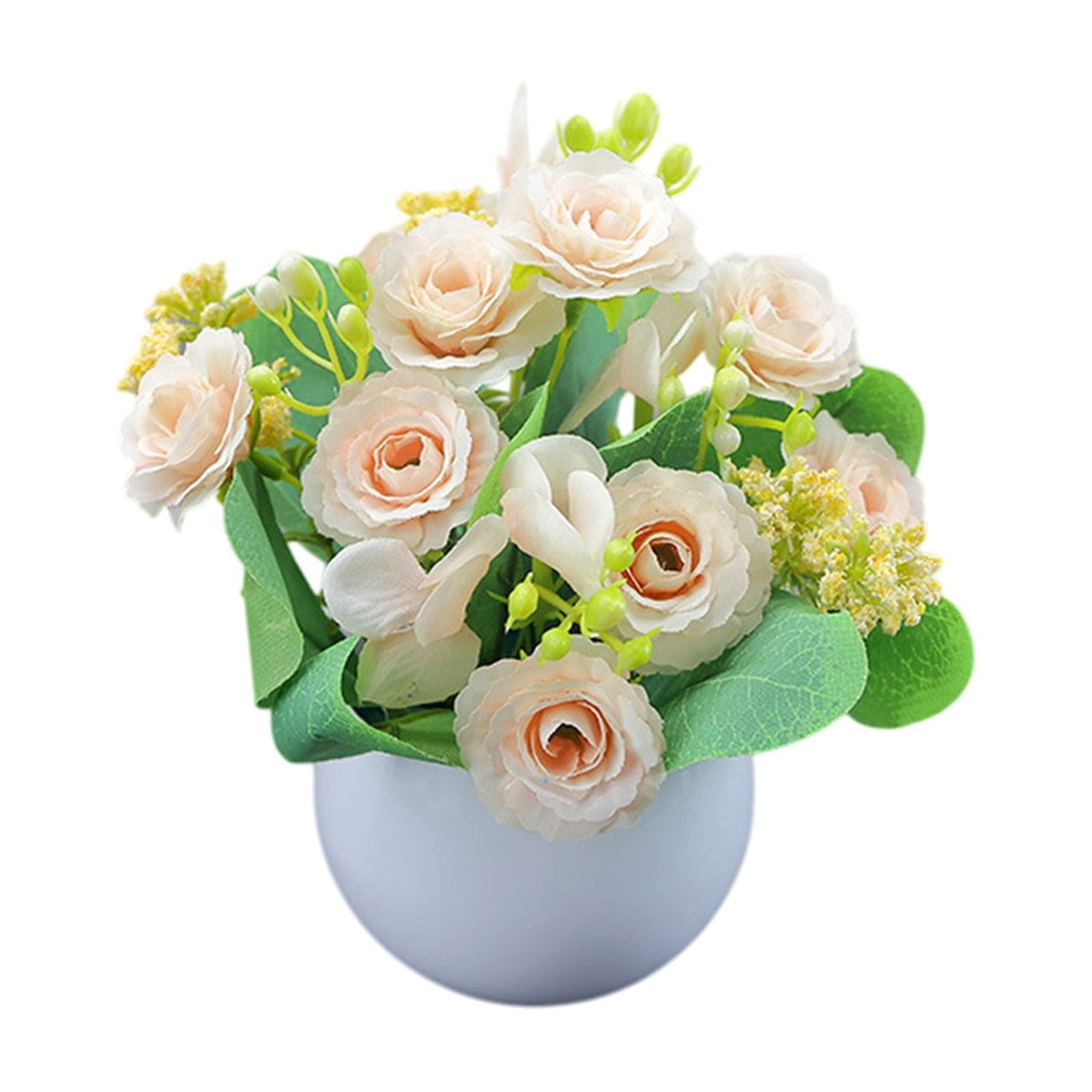 Fake Flowers Decor - 6x4.7in Plastic Bouquet with Weighted Pot ...