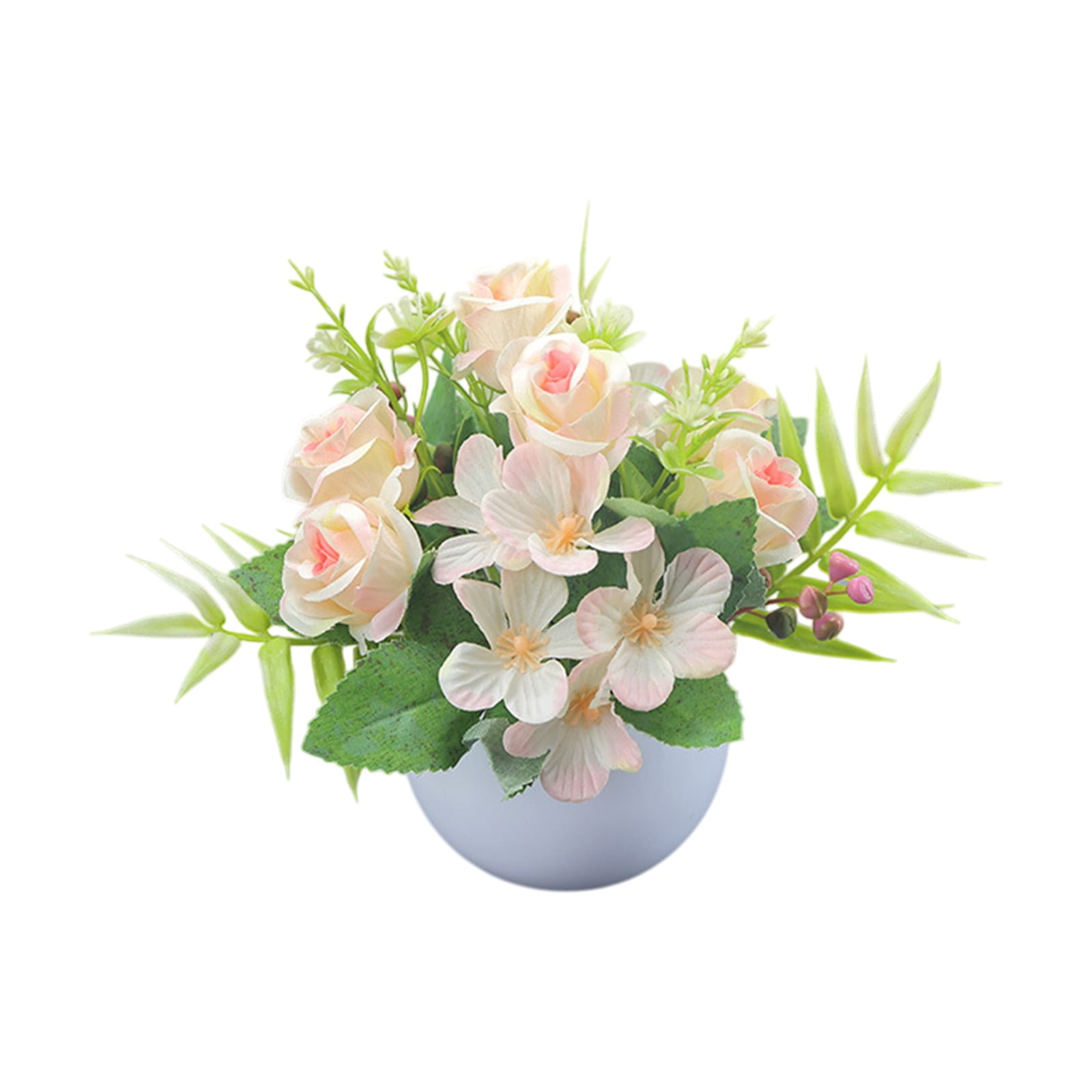 Fake Flowers Decor - 6x4.7in Plastic Bouquet with Weighted Pot ...
