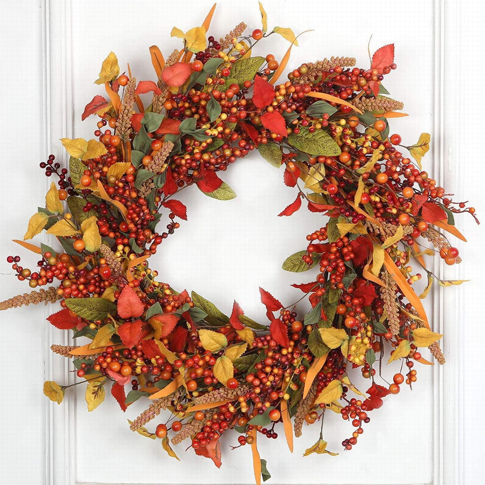 Fake Flowers,Fall Wreath Autumn Wreath Fall Decor Pumpkin Wreath Fall ...