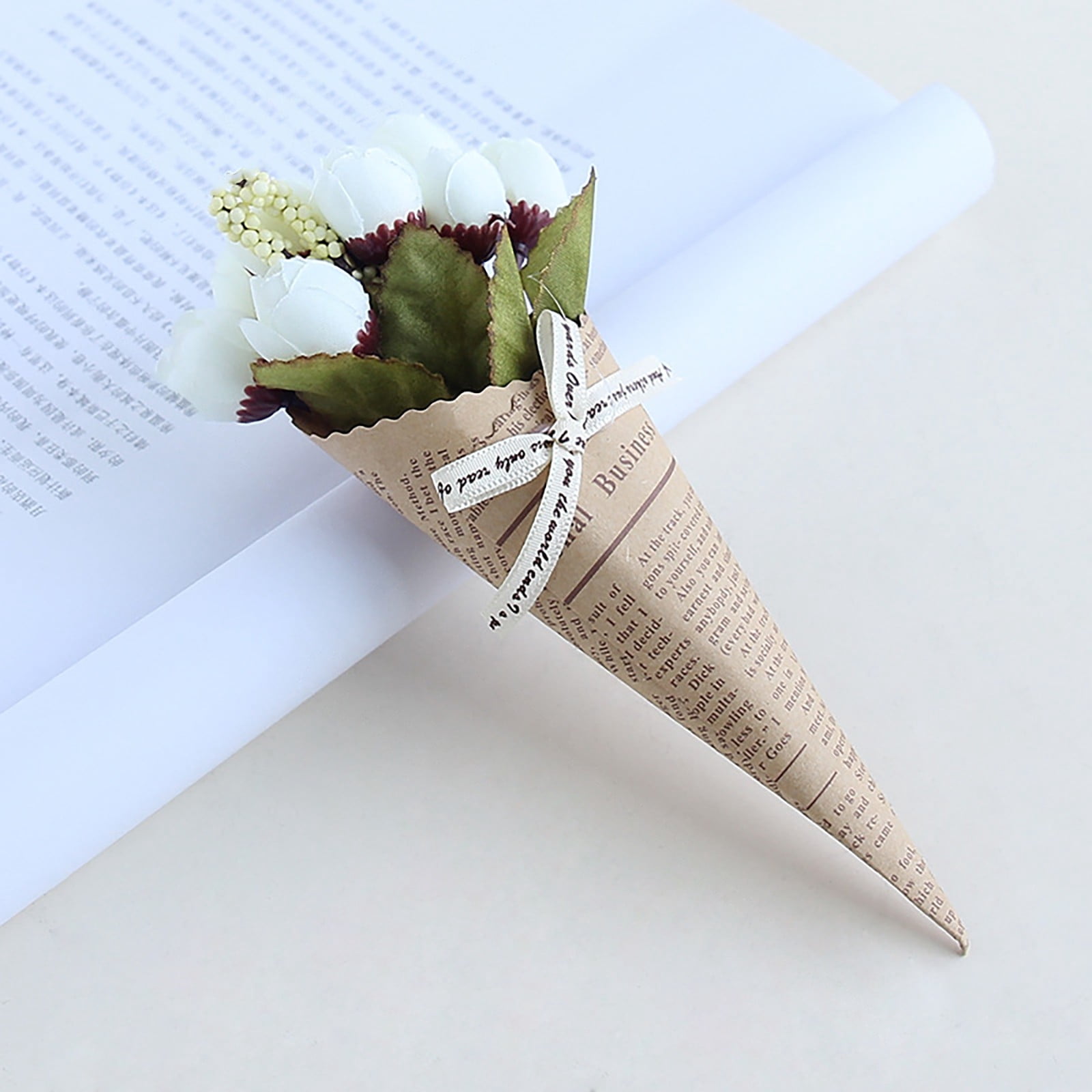 Fake Flowers ,Kraft Paper Newspaper Artificial Flower C,1X Kraft Paper ...