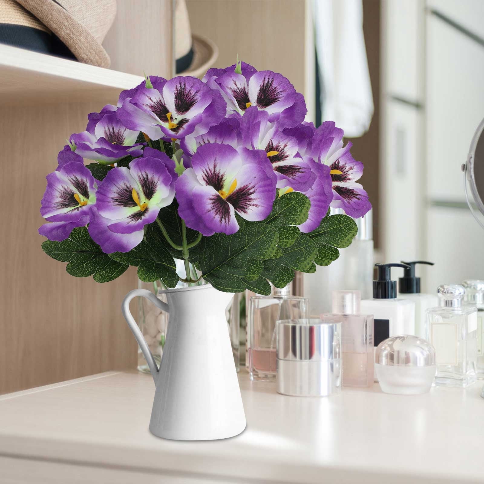 Fake Flowers Pansy African violets Small Wild Flower Daisy Faux Plastic ...