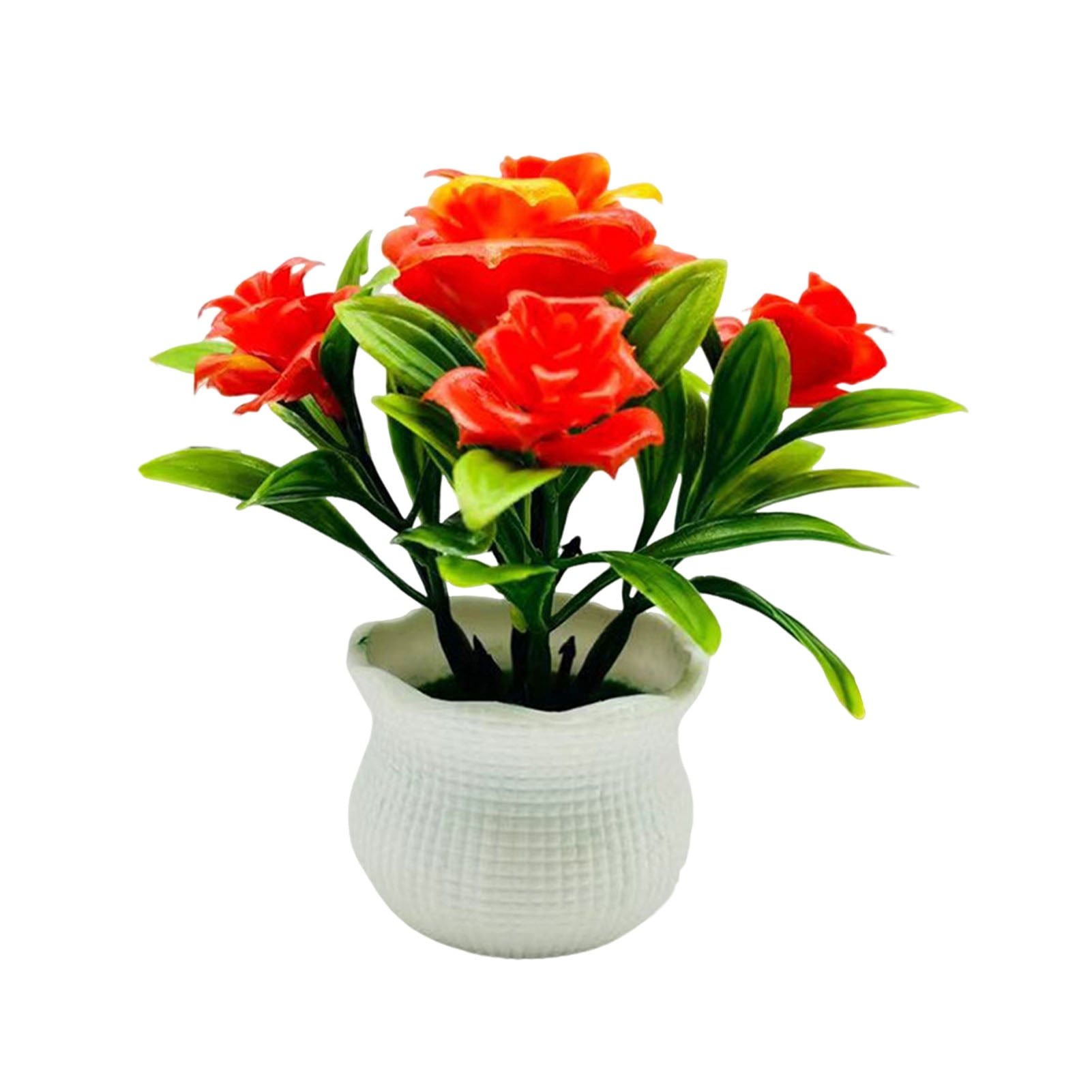 Fake Flowers Plant in Pot, Artificial Silk Rose Flowers and Fake Plants ...