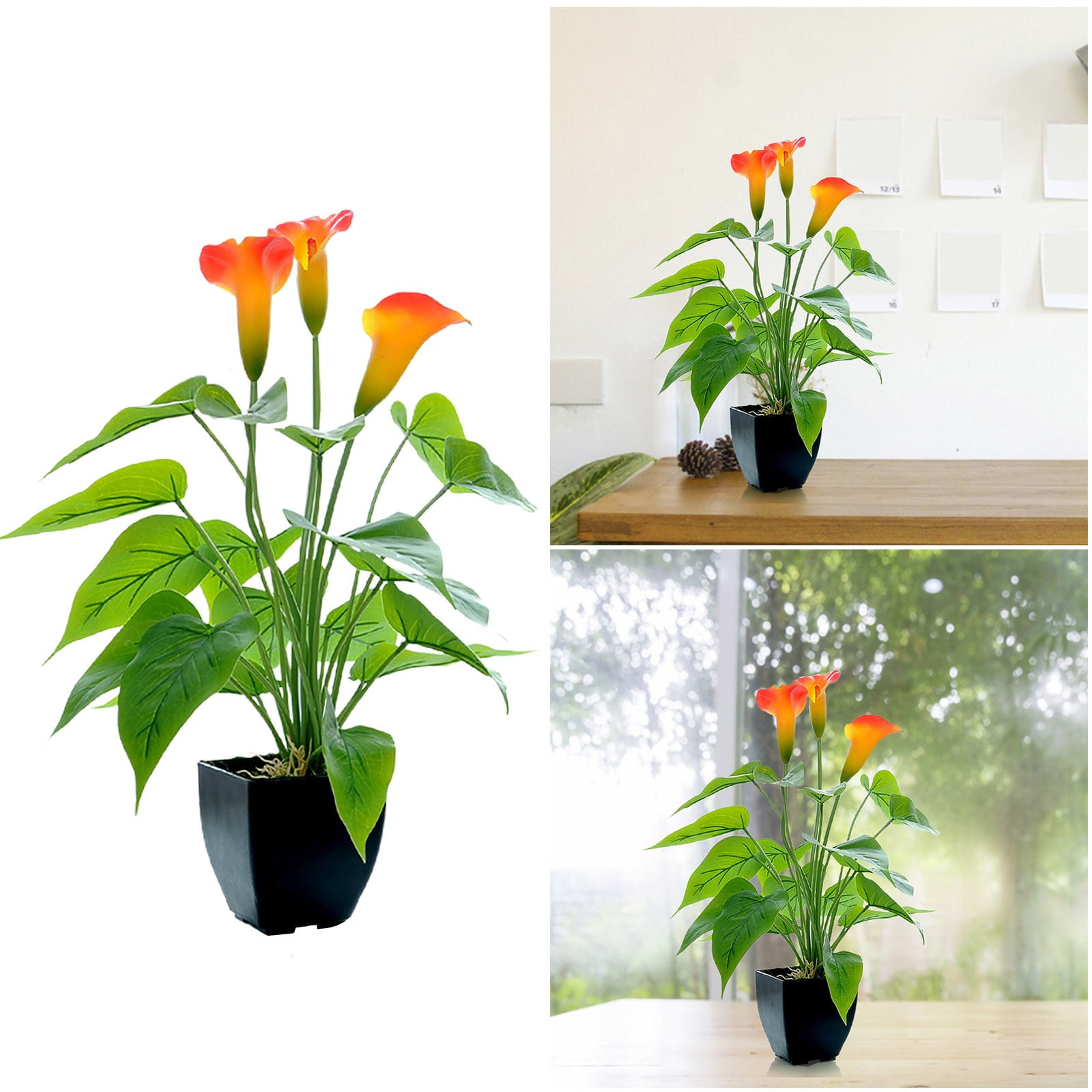 Fake Flowers,Simulation Bonsai Simulation Flower Calla Lily Orange ...