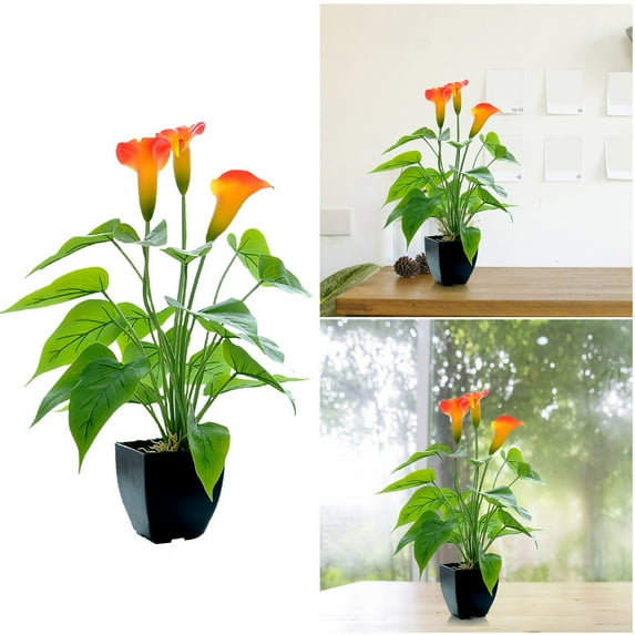 Fake Flowers,Simulation Bonsai Simulation Flower Calla Lily Orange ...