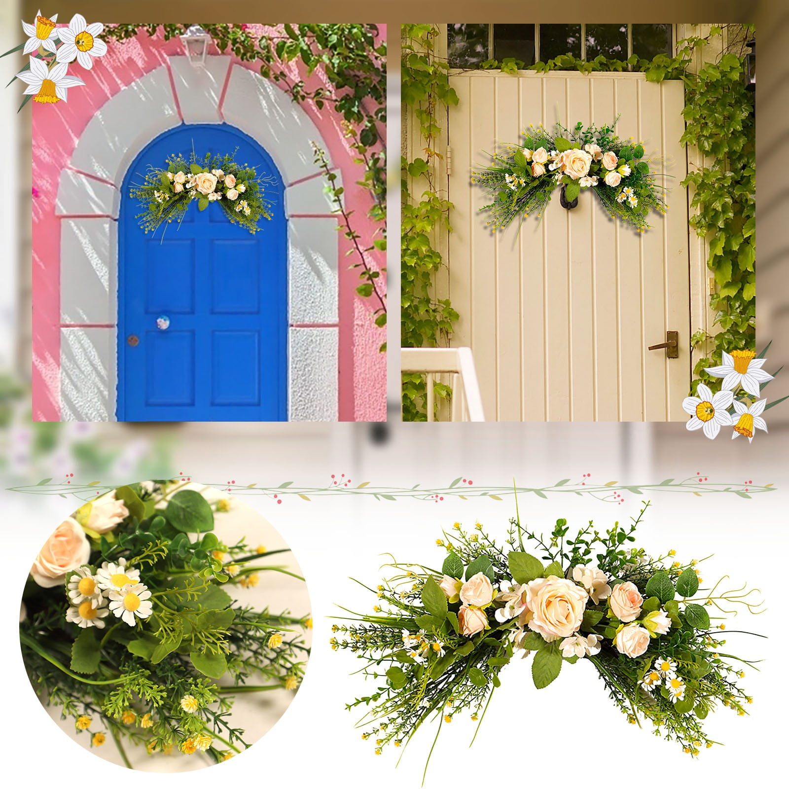 Fake Flowers,Spring Fine Leaf Gypsophila Rose Lintel Home Simulation ...
