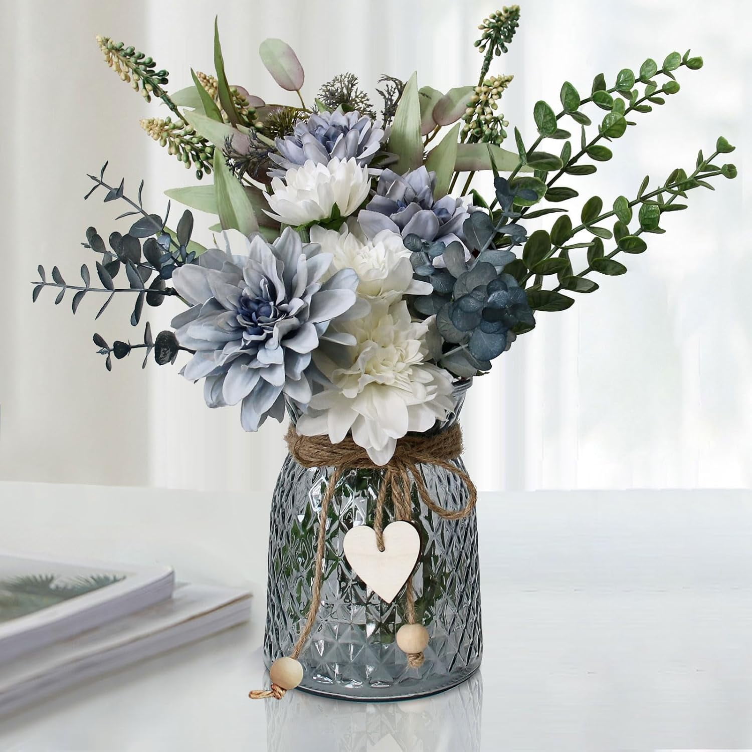 Fake Flowers in Vase,Faux Flowers in Vase,Table Centerpieces for Dining ...