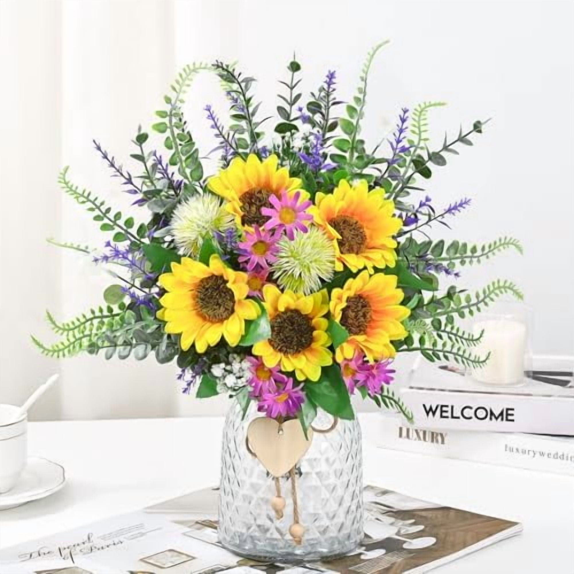 Fake Flowers in Vase with Lights, Faux Flowers in Vase, Dahlia ...