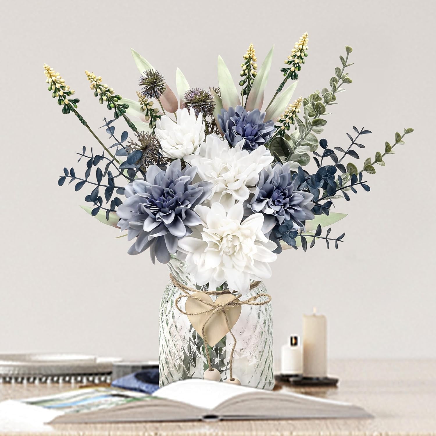 Fake Flowers in Vase Silk Artificial Navy Blue Flowers Arrangements ...