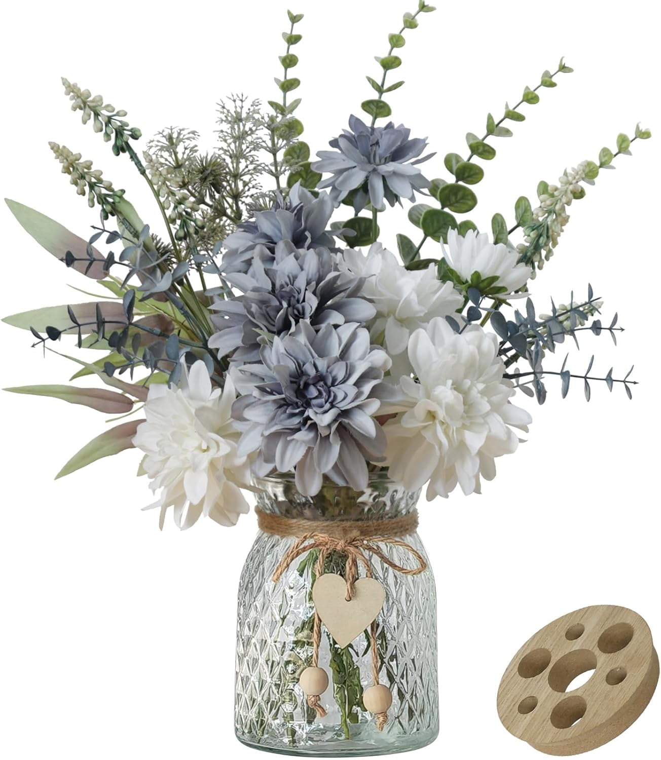 Fake Flowers with Vase,Silk Dahlia Flowers,Artificial Flowers in Vase ...