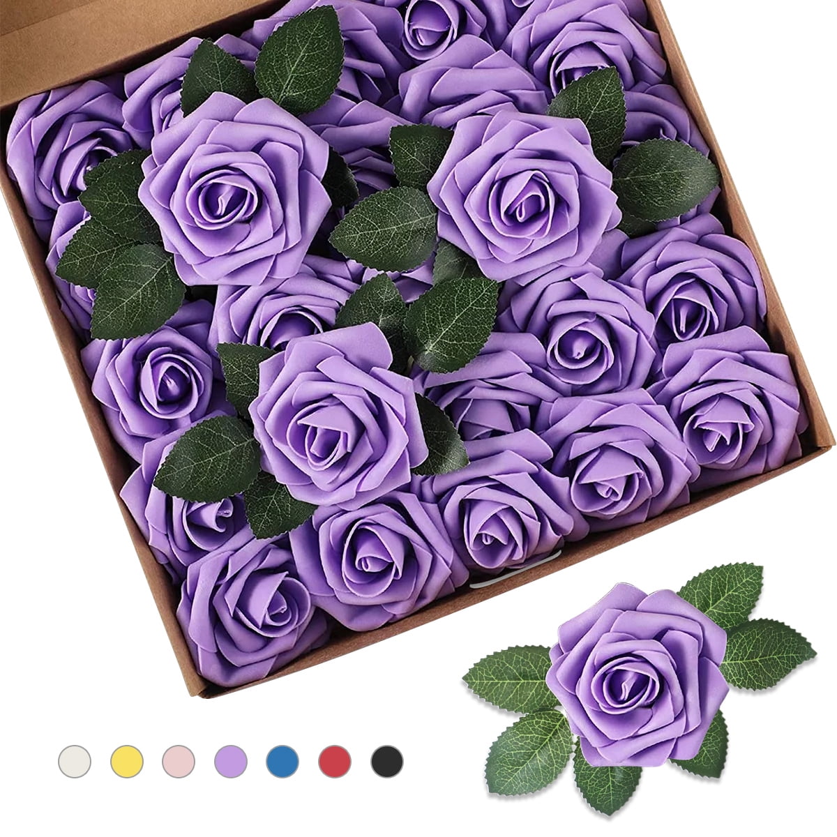 Walmart 25 Pcs Wedding Faux Foam Roses, Purple Artificial Flowers for ...