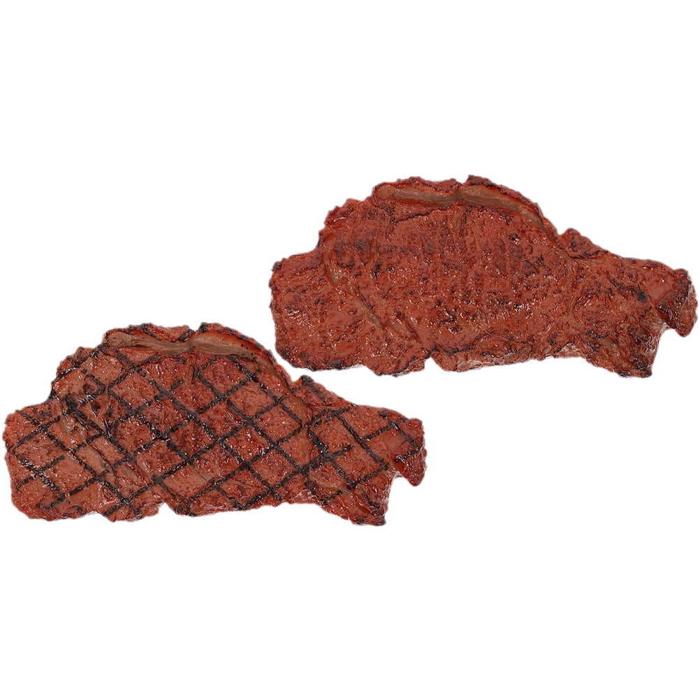 Fake Food 2 Pcs Meat Artificial Steak Props Model Pretend Pvc Office ...