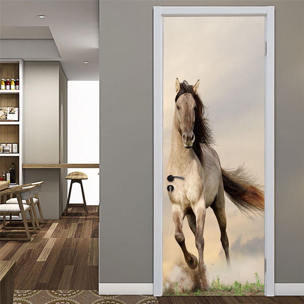 Fake Glass Window 3D Print Door Stickers Green Landscape Farmhouse ...