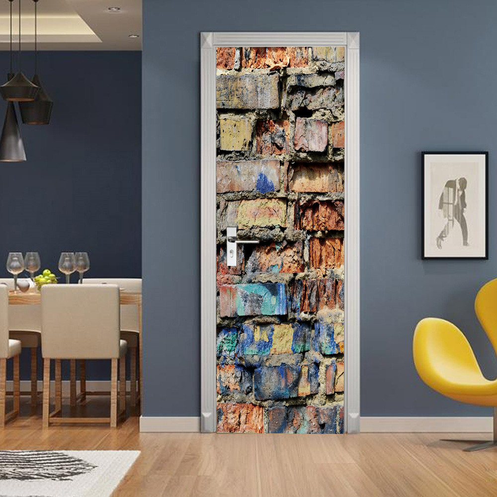 Fake Glass Window 3D Print Door Stickers Green Landscape Farmhouse ...