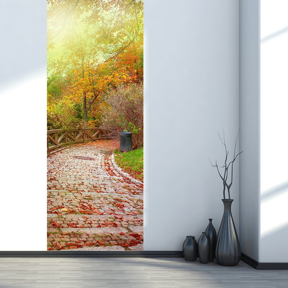 Fake Glass Window 3D Print Door Stickers Green Landscape Farmhouse ...